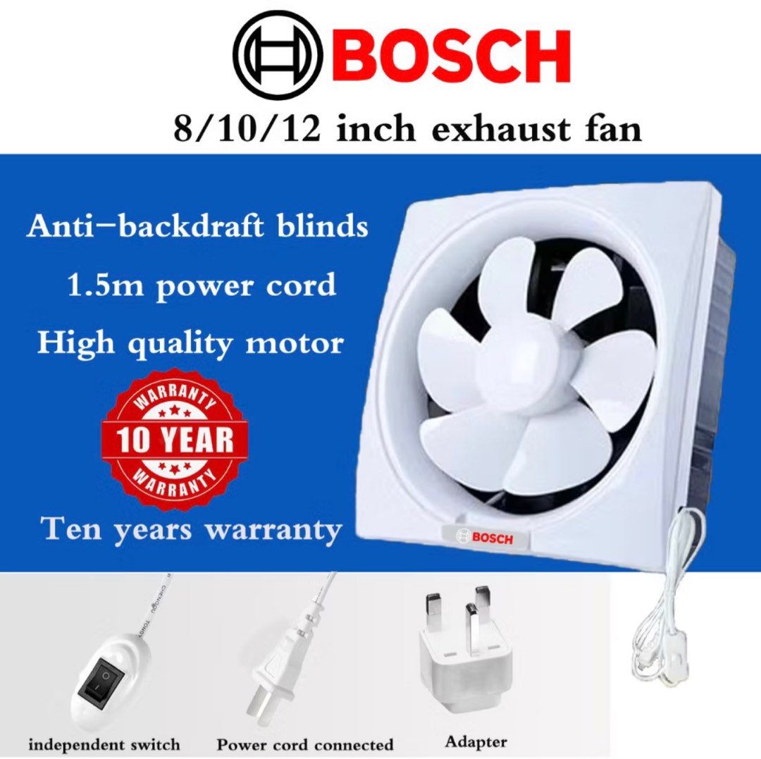 BOSCH 8 inch household exhaust fan, Furniture & Home Living, Bathroom ...