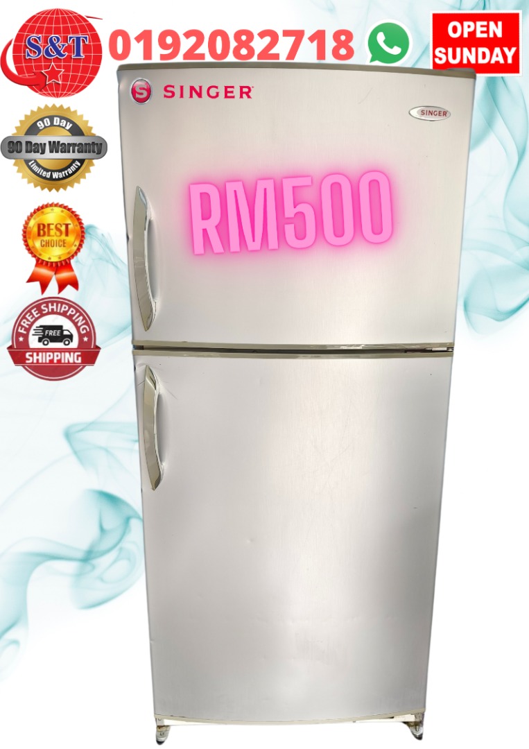 FRIDGE DOUBLE DOOR SINGER SILVER, TV & Home Appliances, Kitchen ...