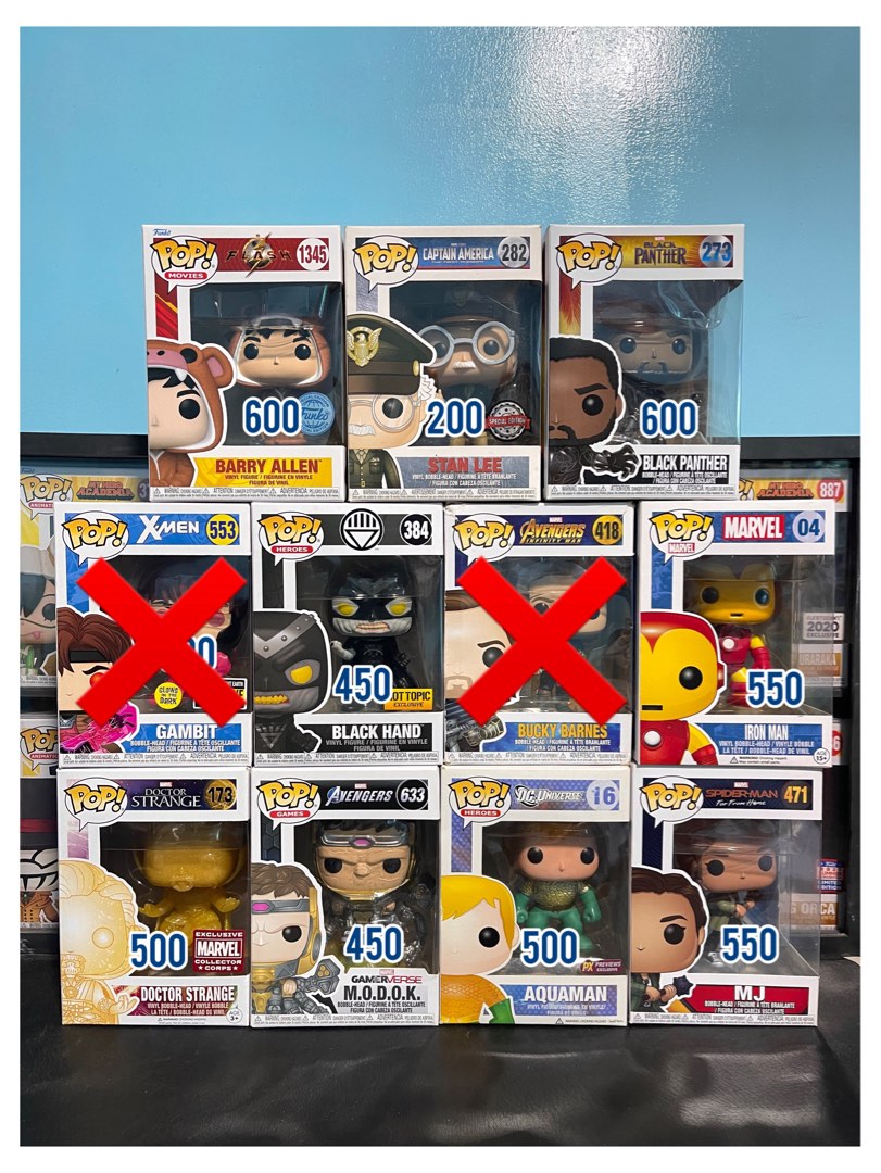 Funko Pop Marvel & DC (Aquaman, Black Hand, Ironman, Gambit, Black ...