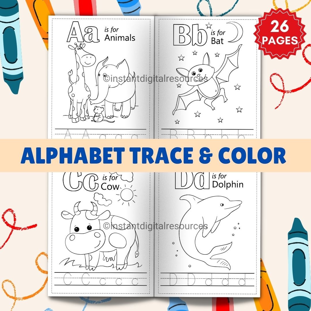 IDR03 Printable Pdf ABC Tracing Activity Pages Alphabet Letter ...