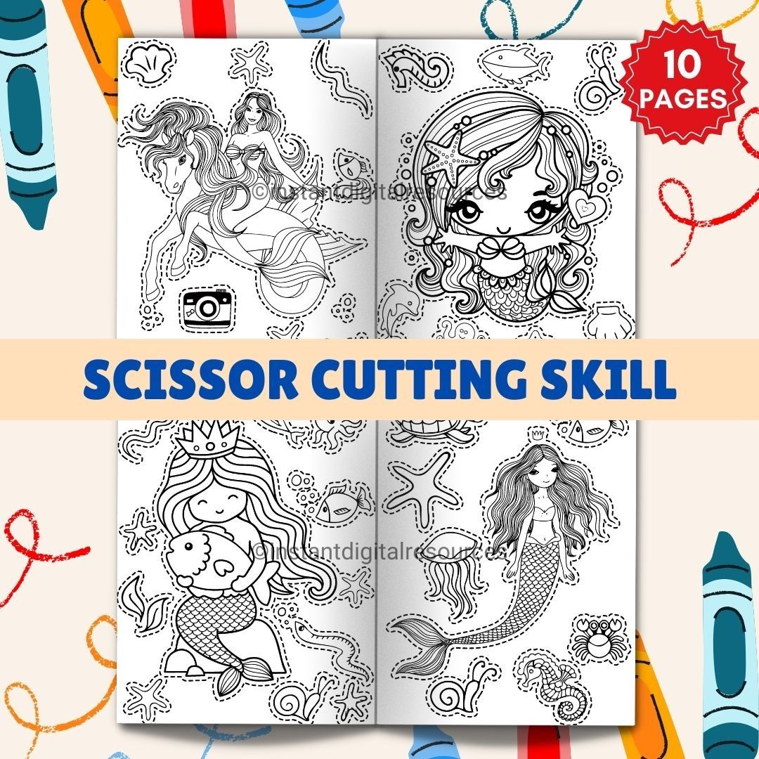 IDR05 Printable Pdf Scissor Skill Worksheet Cutting Activity Pages for ...