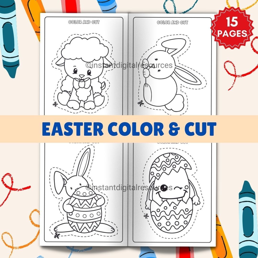 IDR06 Printable Pdf Easter Worksheet Sudoku Color & Cut Scissor Skill ...