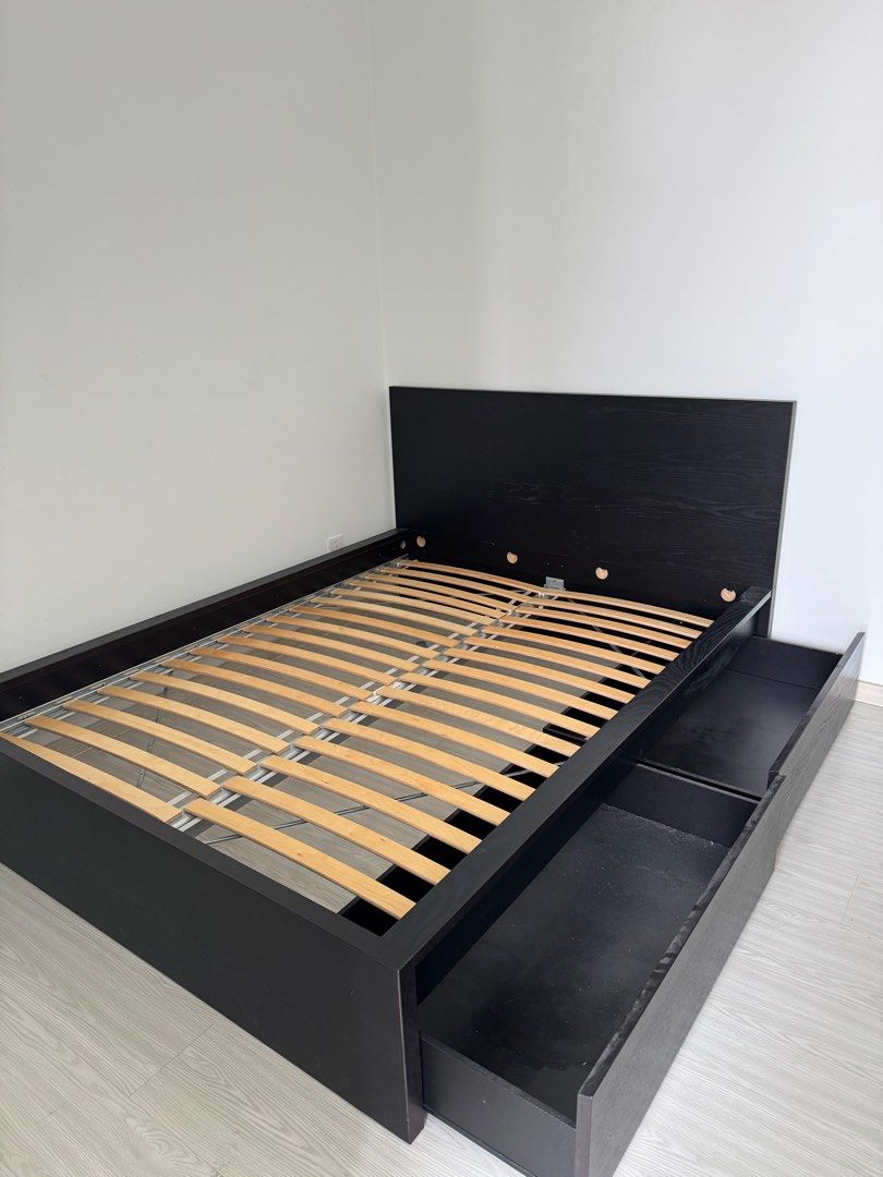 IKEA solid wood BED Frame queen side, Furniture & Home Living, Furniture, Bed Frames ...
