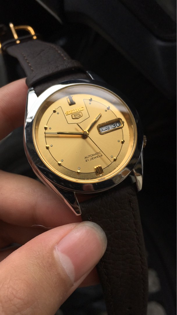 Jam tangan SEIKO 5 automatic gold dial limited calibre 7S26, Barang ...