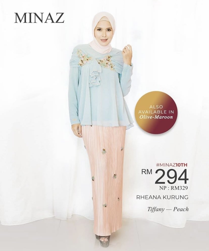 Minaz RHEANA KURUNG, Women's Fashion, Muslimah Fashion, Baju Kurung ...