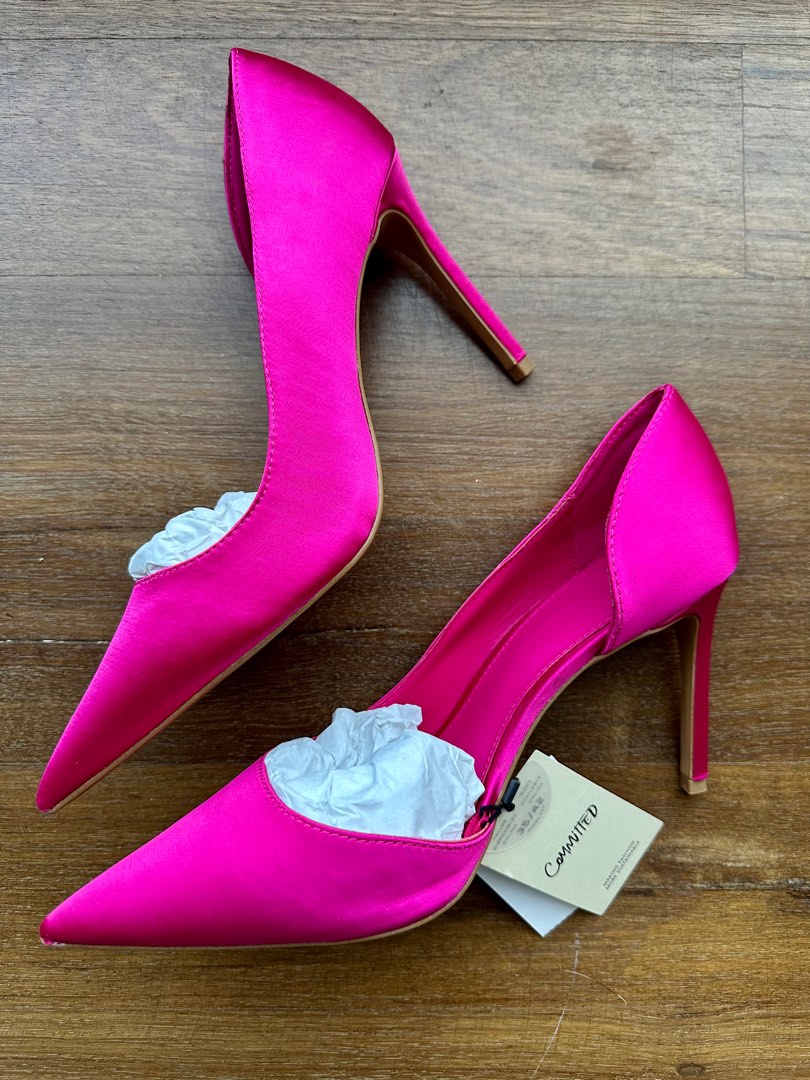 MNG Pink Satin Heels Stiletto Pumps for CNY Hari Raya Party Dinner ...