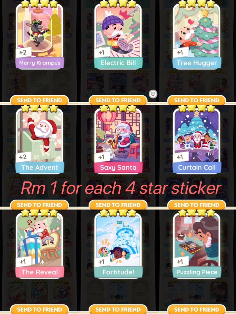 Monopoly go 4 star sticker, Hobbies & Toys, Toys & Games on Carousell