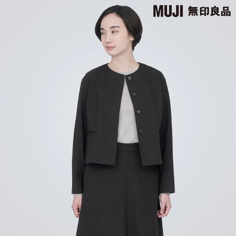 原1390 MUJI 無印良品 M 深棕色 無領 外套, 她的時尚, 外套、夾克、大衣在旋轉拍賣
