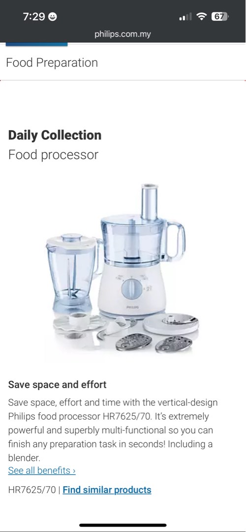 Philips Food Processor HR7625, TV & Home Appliances, Kitchen Appliances, Juicers, Blenders ...