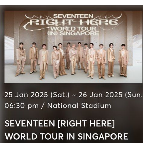 seventeen concert tickets 2025, Tickets & Vouchers, Event Tickets on Carousell