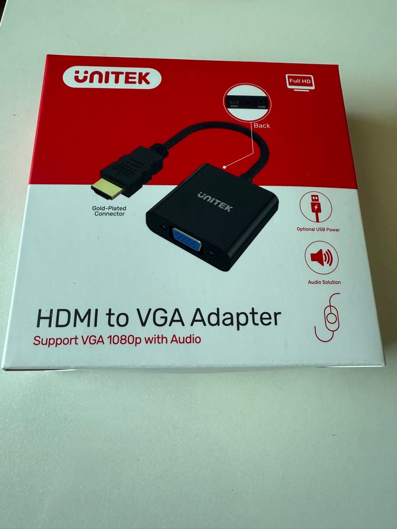 UNITEK Y-6333 HDMI 轉 VGA 轉接器 adaptor, 手提電話, 電話及其他裝置配件, 充電器及電線 - Carousell