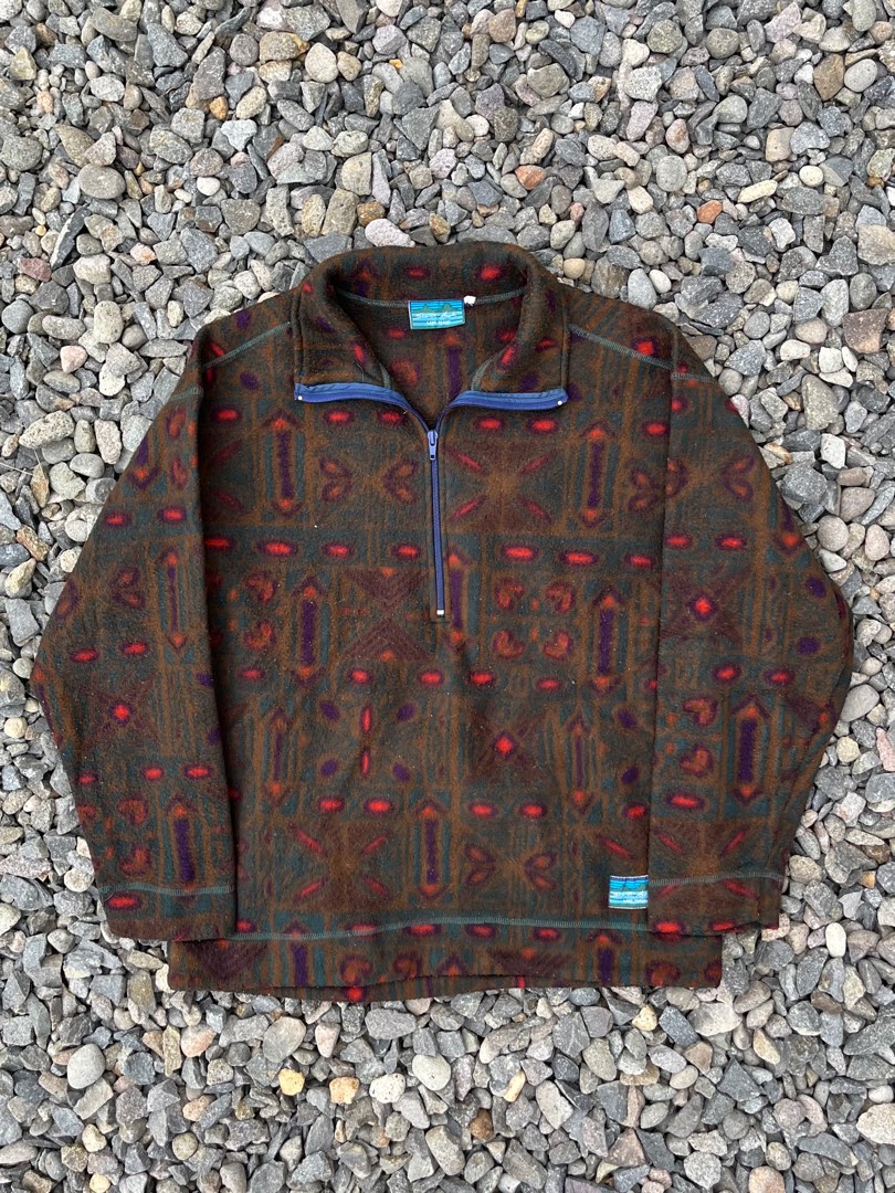 Vintage Patterned Quarter Zip Sweater, Men's Fashion, Coats, Jackets ...