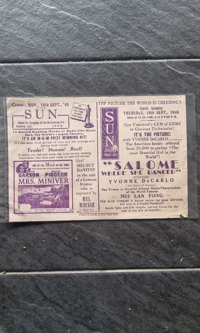 1940s Vintage SUN ODEON RUBY GRAND CINEMA Theatre Ipoh Perak Movie ...
