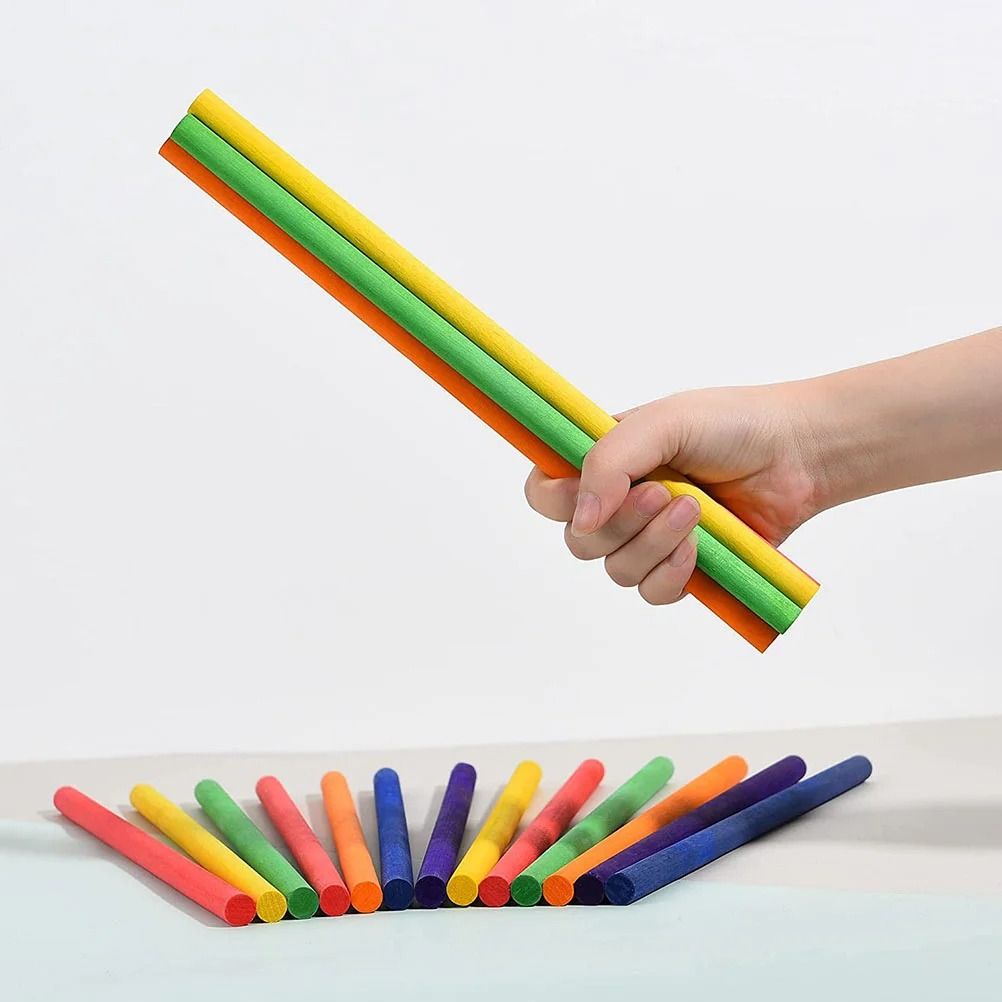 50pcs Colorful Wooden Rhythm Sticks Classic Drum Sticks Kids Samba ...