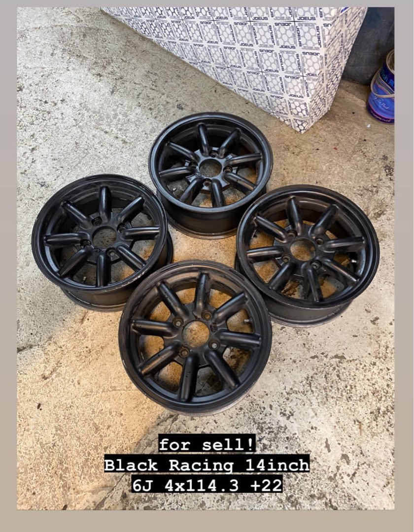Black Racing Watanabe 8-spoke wheels 軚軨, 汽車配件, 車軚 - Carousell