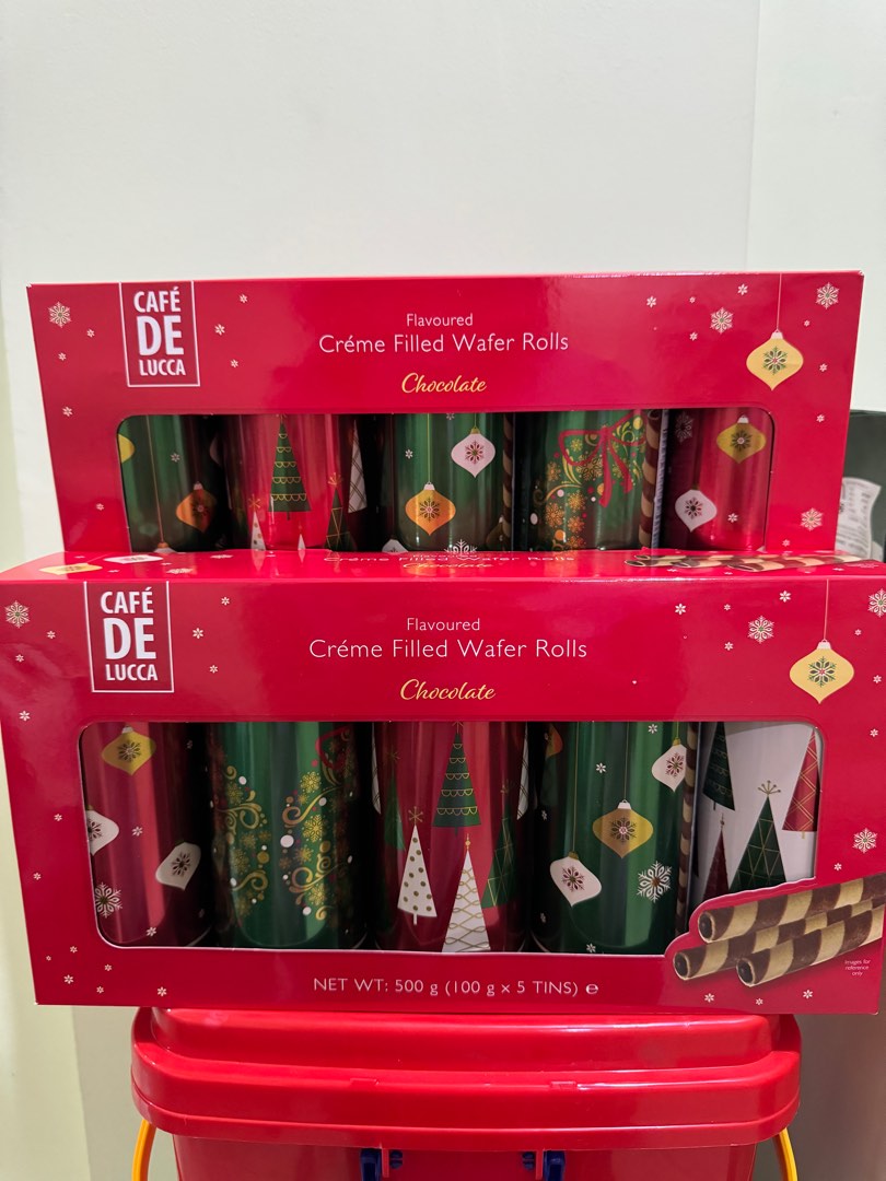 Cafe de Lucca Chocolate Wafers 10 Tin Cans, Food & Drinks, Packaged ...