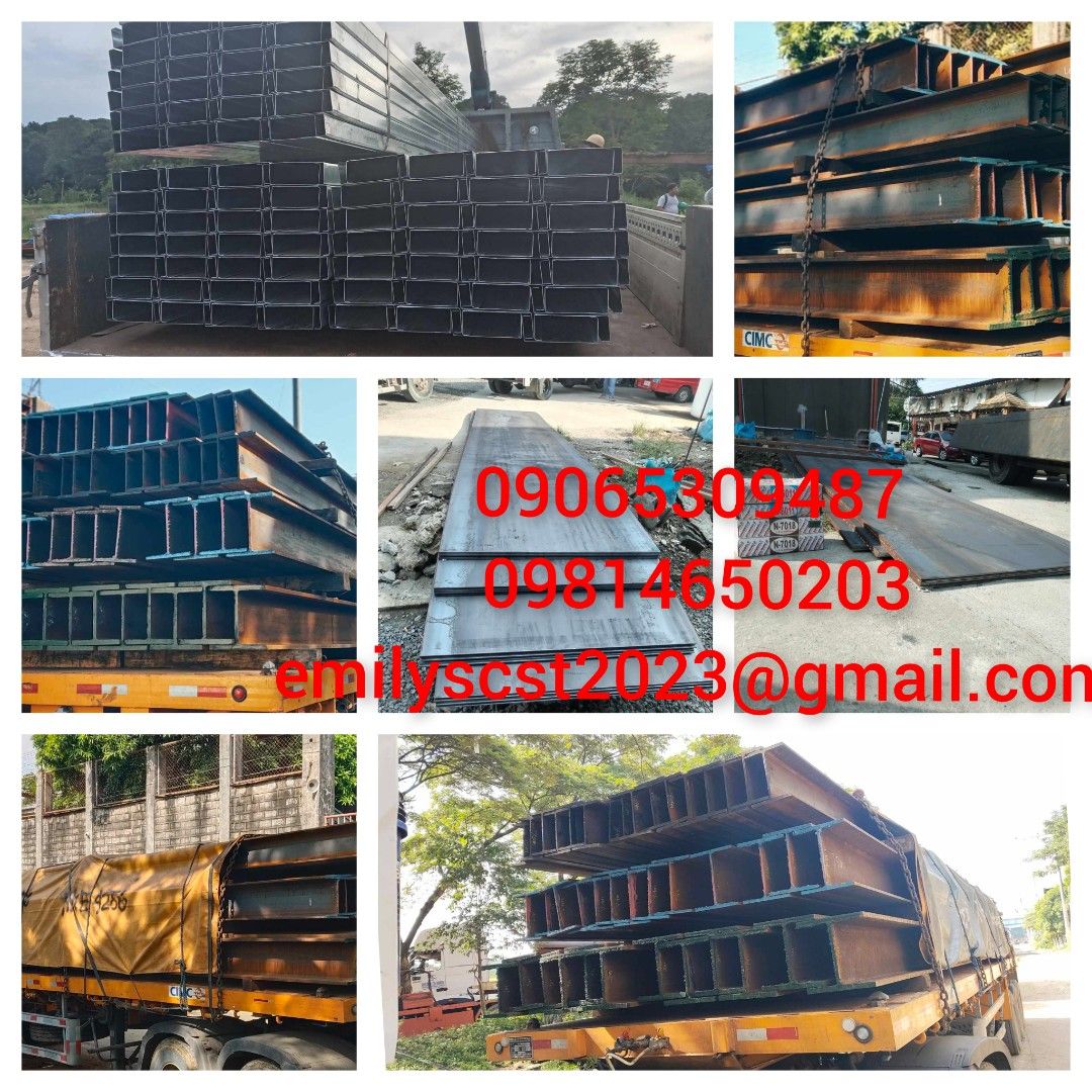 I beam, H beam, Ms plate, Tubular, Angle bar, C channel, C purlins ...
