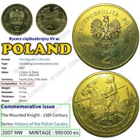 Koin berkuda 'The Mounted Knight 15th Century' 2 Zlotye 2007 Poland ...