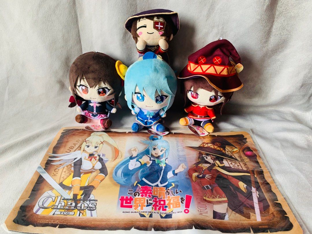 Konosuba plush and desk mat set stuff toy Aqua YunYun Megumin, Hobbies ...