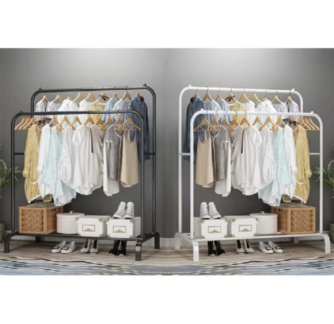 [PROMO] NEW Double Clothes Rack Metal Rail ala Ikea Mulig / Rak ...