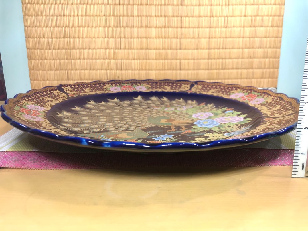 Original Moroccan Taous beautiful cobalt blue with golden peacock x-big ...