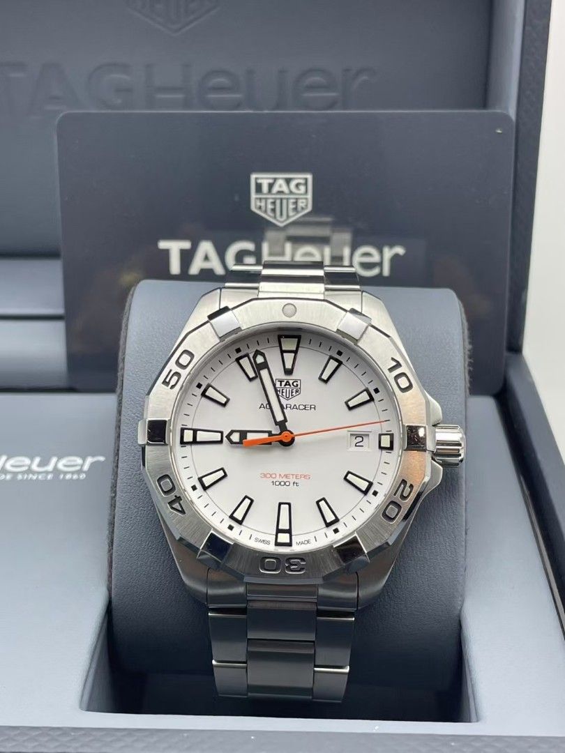 Pre-owned TAG HEUER 41mm TAG Heuer Aquaracer 300M Quartz Stainless Steel Men's Watch White dial ...