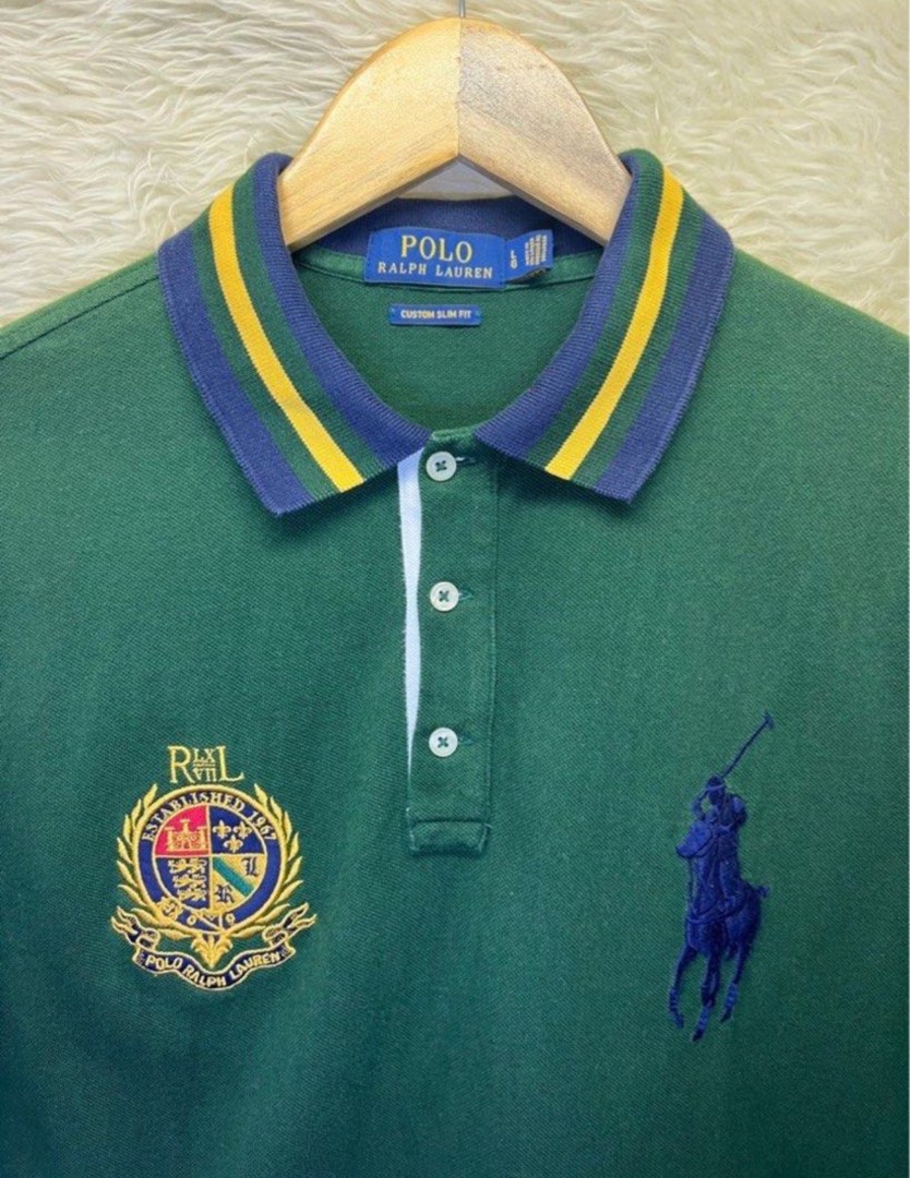 Ralph Lauren Green Polo Shirt Big Pony Gold Tag Large on tag, Men's Fashion, Tops & Sets ...