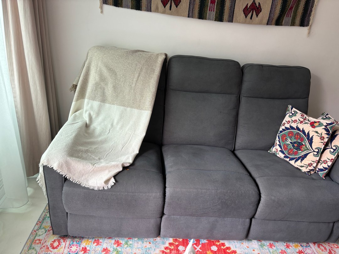 Sofa recliner good condition 70/100 with small side burn from ironing ...
