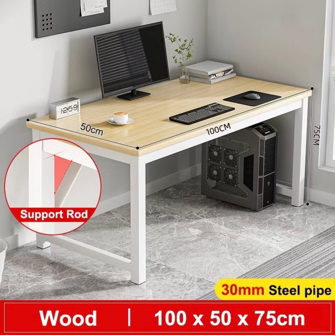 Thick Steel Frame Computer Table | Durable Wooden Study Table | Sturdy ...