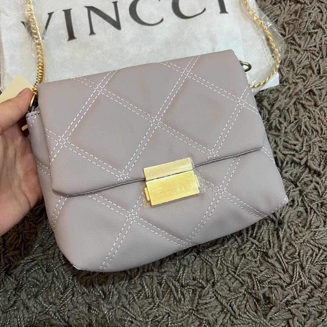 Vincci Mini Quilted Chain Bag in Lilac with Dustbag, Women's Fashion ...