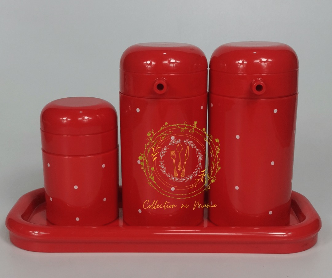 Vintage 3 piece Condiments Bottle with Tray Set, Furniture & Home ...