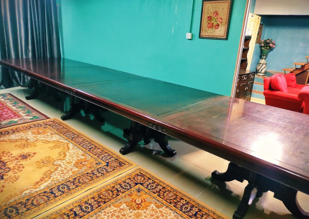 VINTAGE "RARE" DINING TABLE MERBAU WOOD EXTRA LARGE SOLID & HEAVY ...