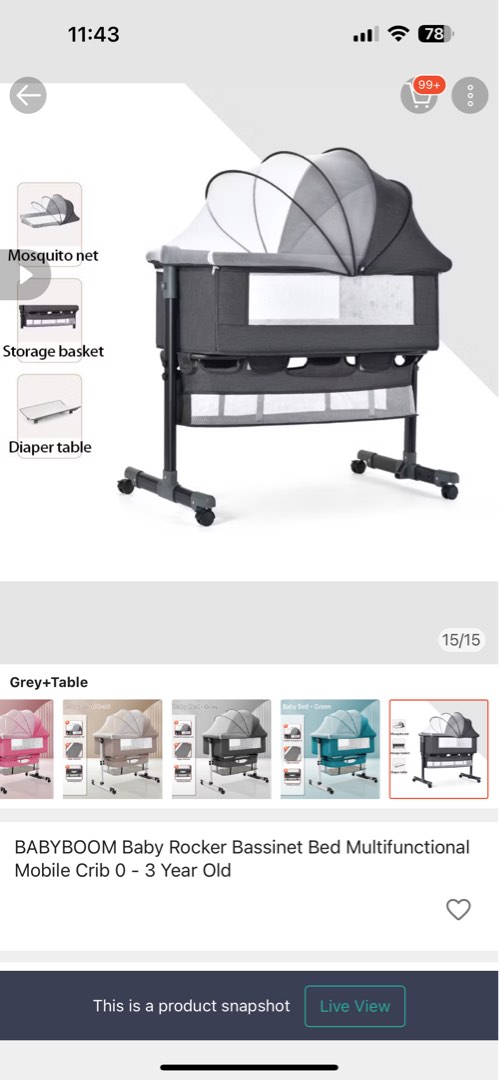 BABYBOOM Baby Rocker Bassinet Bed Multifunctional Mobile Crib 0 - 3 ...