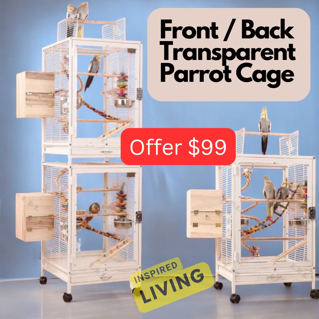 Bird Cage | Parrot Cage | Clear Front & Back Bird Cage with Side ...