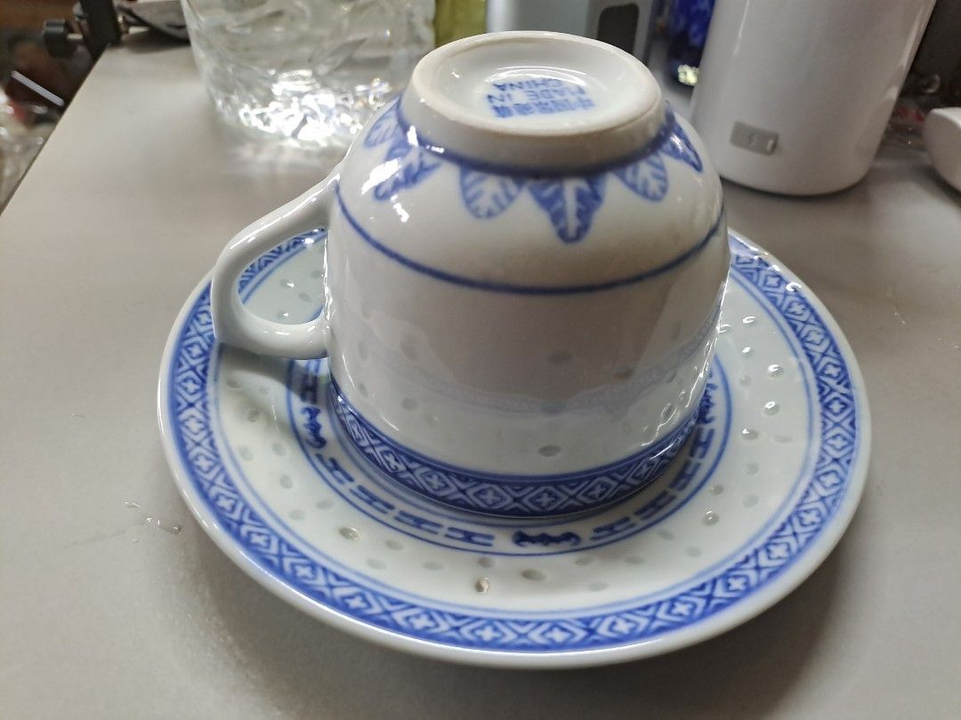 Chinese Dragon rice grains cup and small plate., Furniture & Home ...