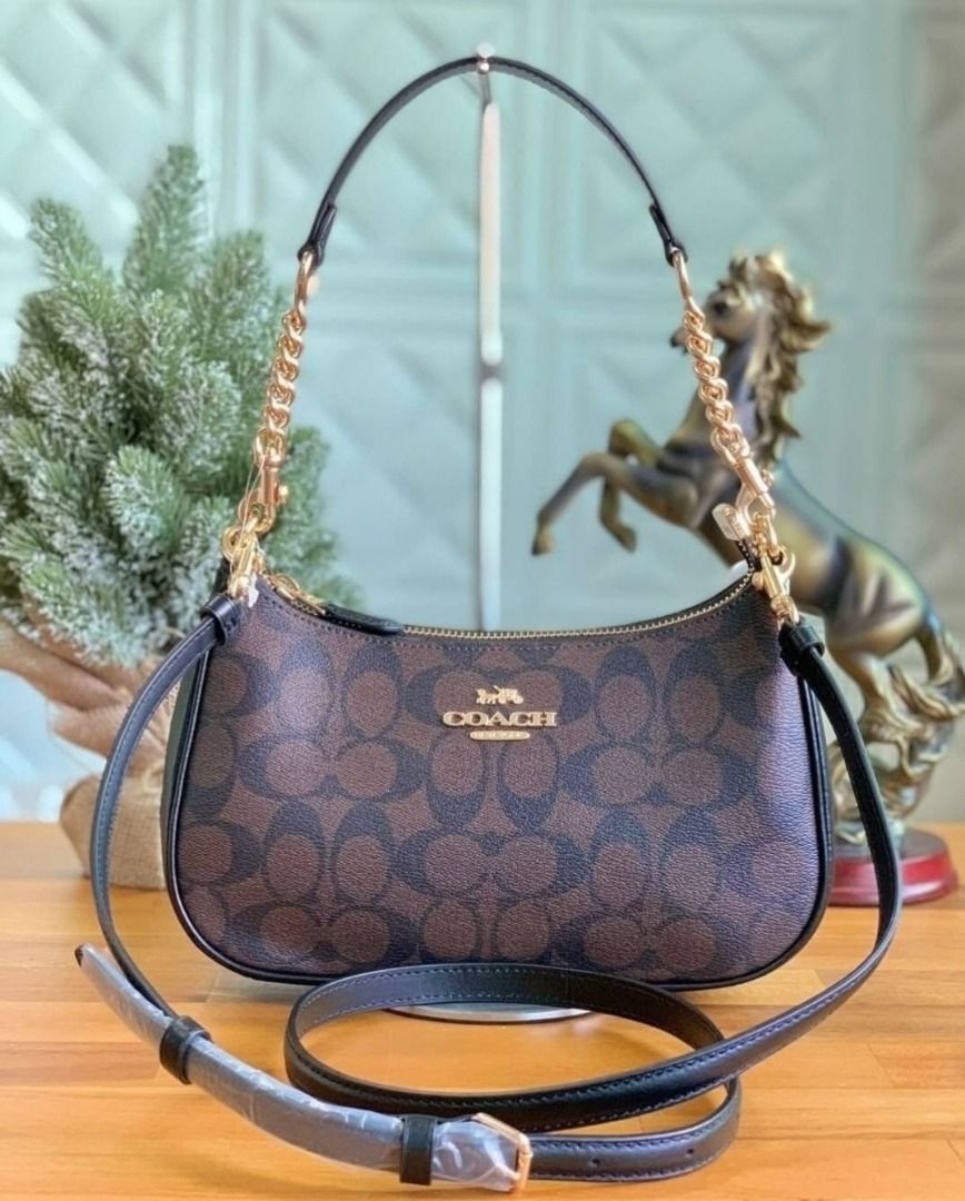 Coach CA548 Teri Shoulder Bag in Signature Coated Canvas and Smooth ...