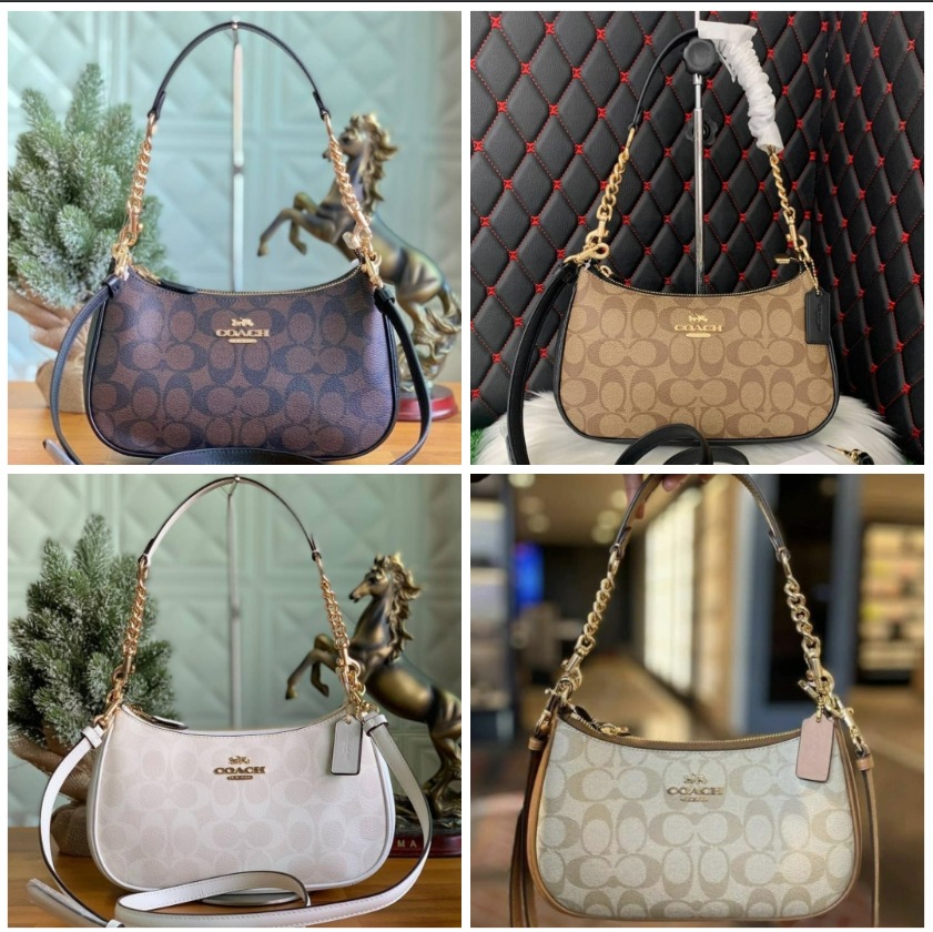 Coach CA548 Teri Shoulder Bag in Signature Coated Canvas and Smooth ...