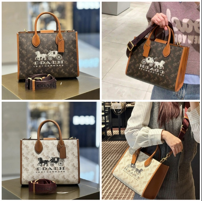 Coach CR680 Ace Tote Bag 26 in Printed Coated Canvas and Refined Calf Leather with Horse and ...