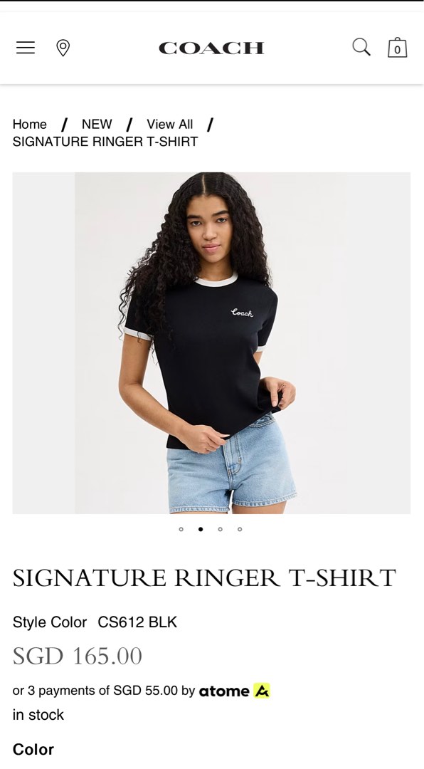 Coach Signature Ringer T-shirt, Women's Fashion, Tops, Shirts on Carousell