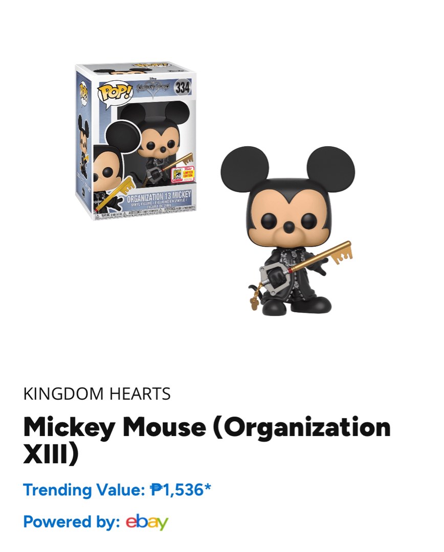 Funko Pop: Mickey Mouse (Organization XIII) [Kingdom Hearts], Hobbies ...