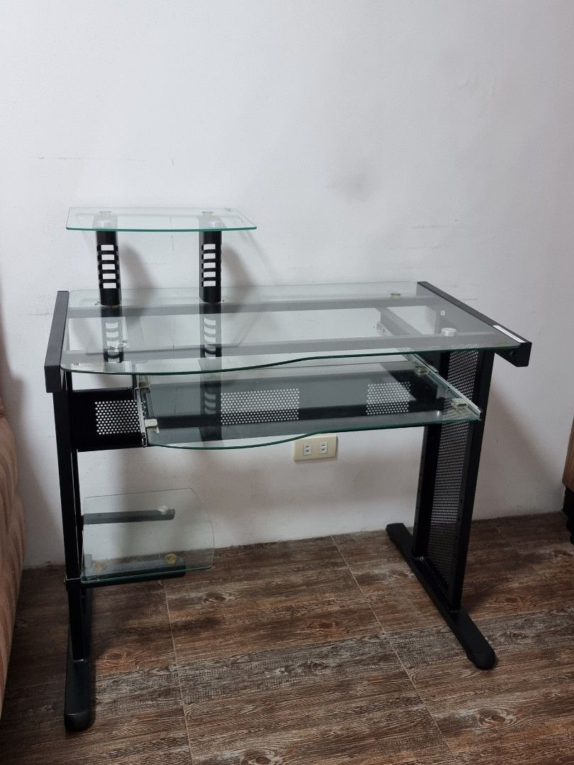 Glass Study Table, Furniture & Home Living, Office Furniture & Fixtures ...