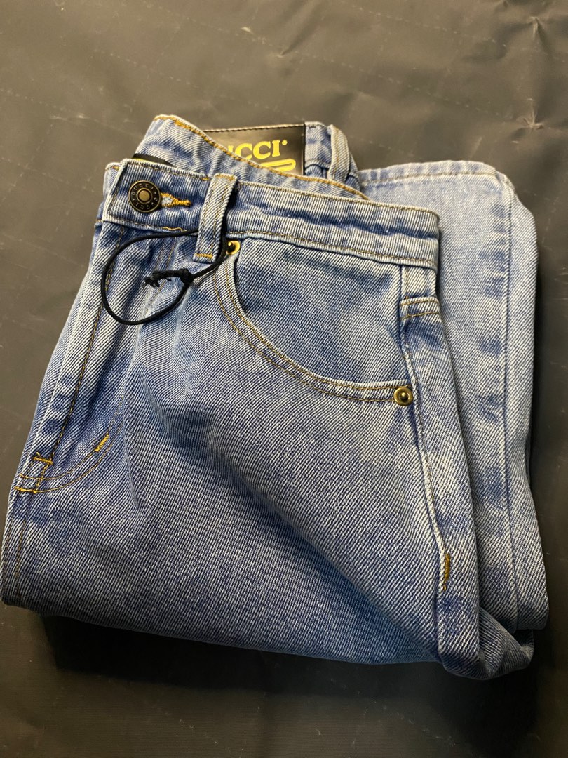 GucciX Doraemon jeans denim, Luxury, Apparel on Carousell