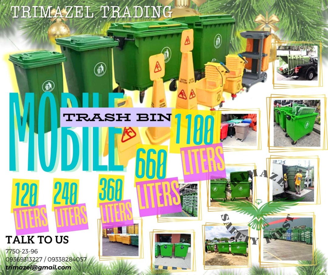 mobile trash bin 1100 liters, Furniture & Home Living, Cleaning ...