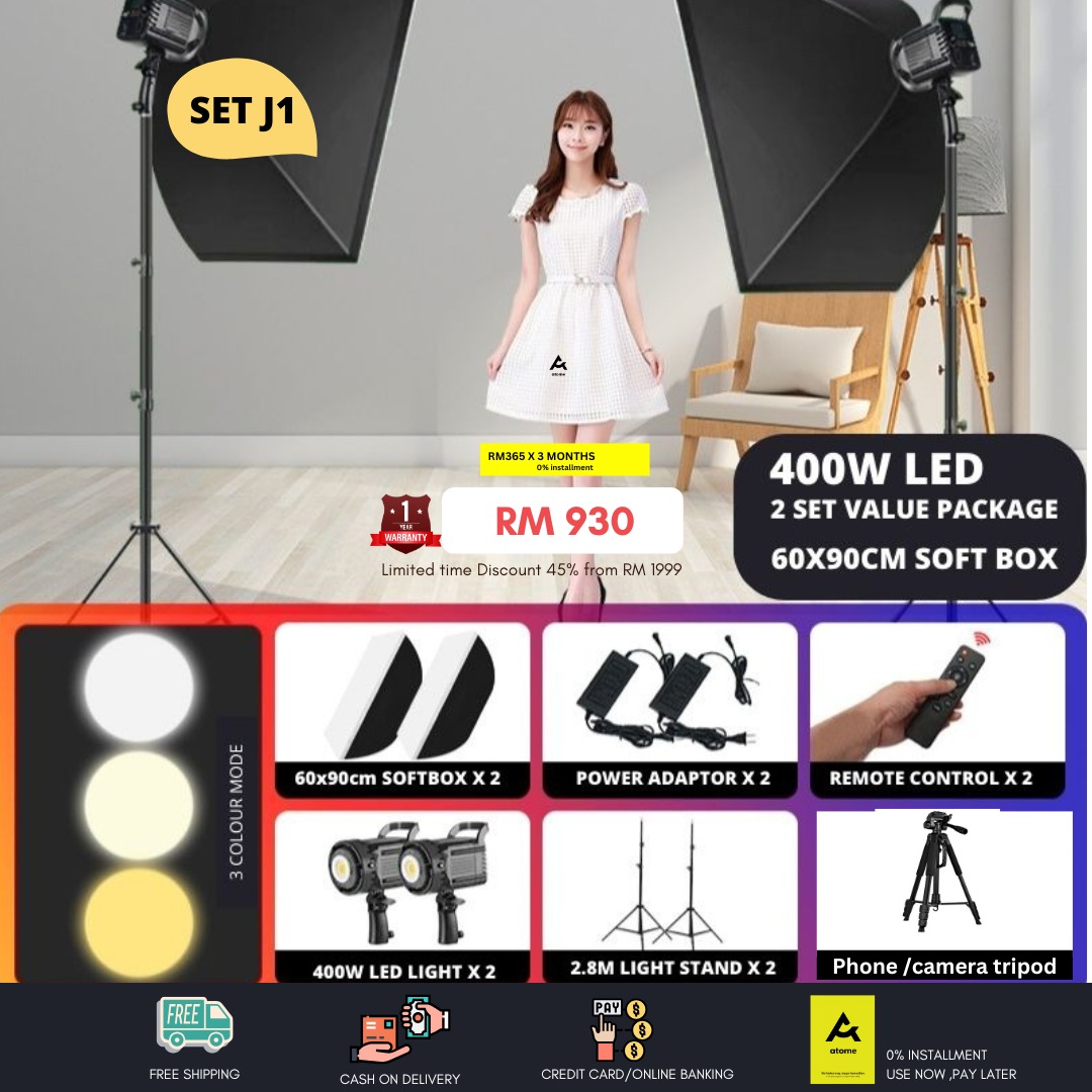 NEW Proocam Studio Video Light Twin Full Sets Square Softboxes Light Stands Welcome Klang Walkin ...