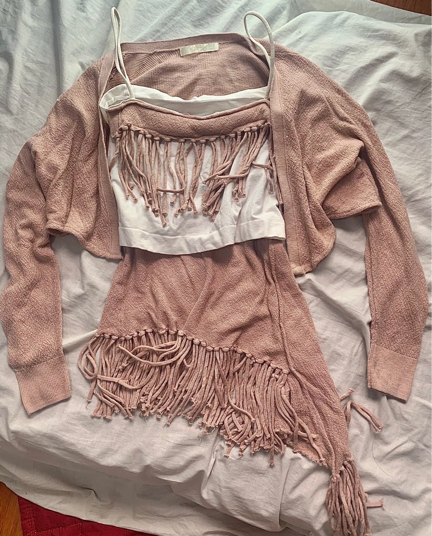 Pink knitted beach coords, Women's Fashion, Dresses & Sets, Sets or ...