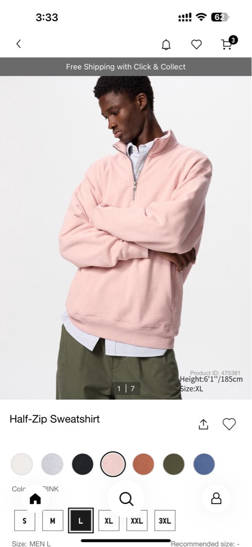 Uniqlo Half zip sweatshirt, Women's Fashion, Coats, Jackets and ...
