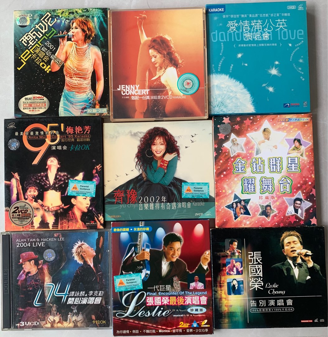 VCDs, ALL Canto pops Jenny, Anita Mui, Leslie Cheung, Alan Tam & Hacken Lee Concerts plus ...