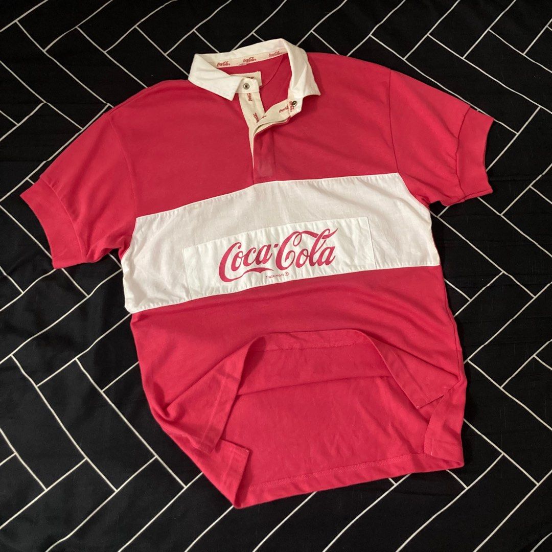 VINTAGE 1990 COCA COLA RUGBY SHIRT, Men's Fashion, Activewear on Carousell