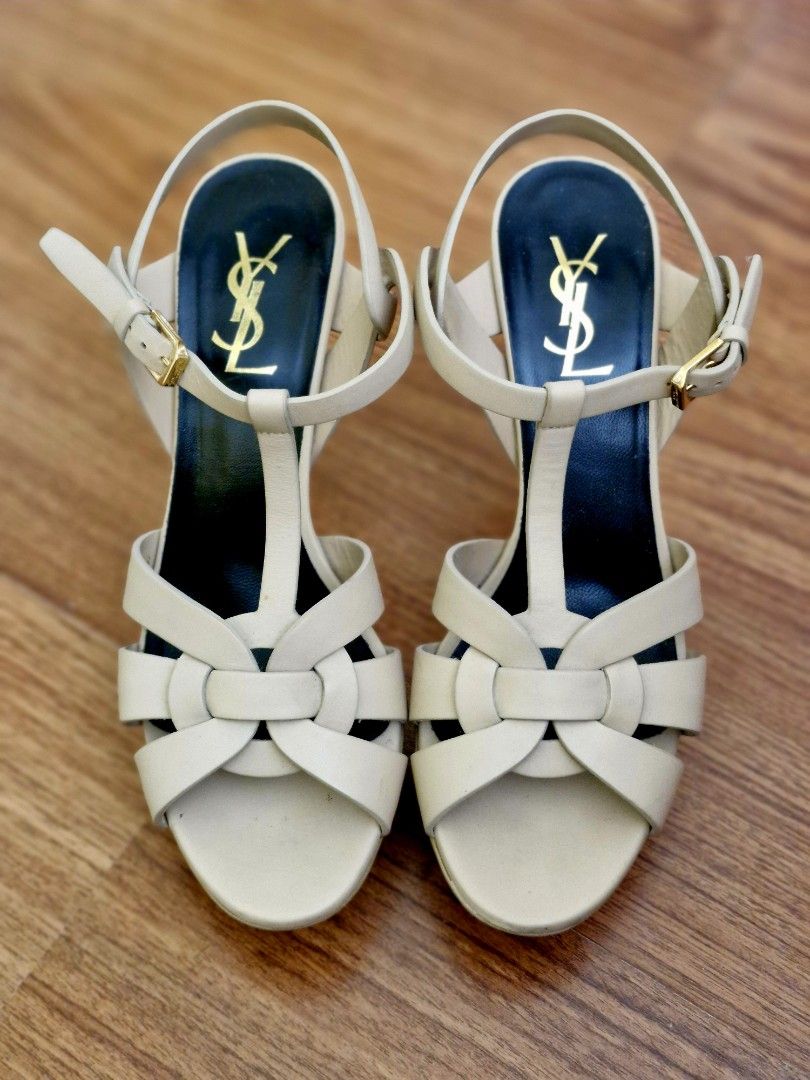 YSL Tribute platform sandals in smooth leather, Women's Fashion ...