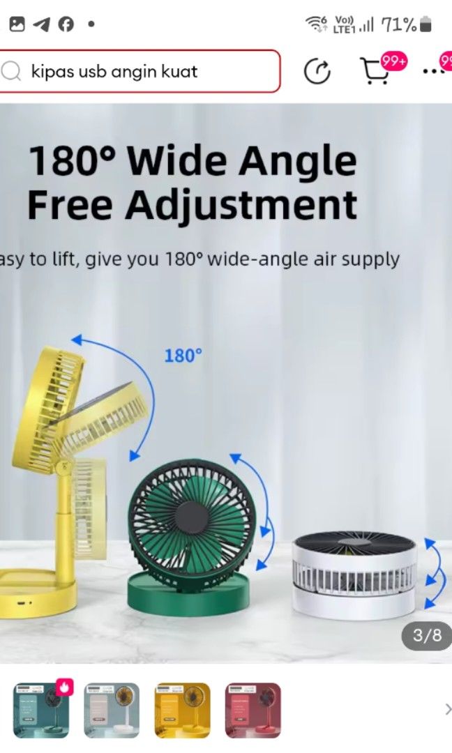 Adjustable Mini Fan Kipas Small Cooling Handy Desk Home Office Table ...